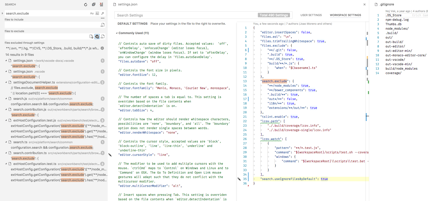 search.useIgnoreFilesByDefault is not having any impact in Single root ...