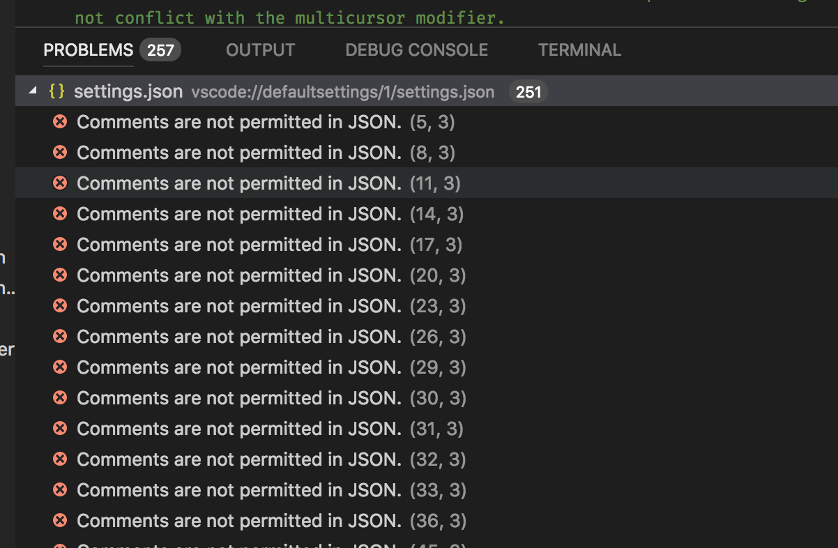 Default Settings Report Errors Issue 39199 Microsoft Vscode Github