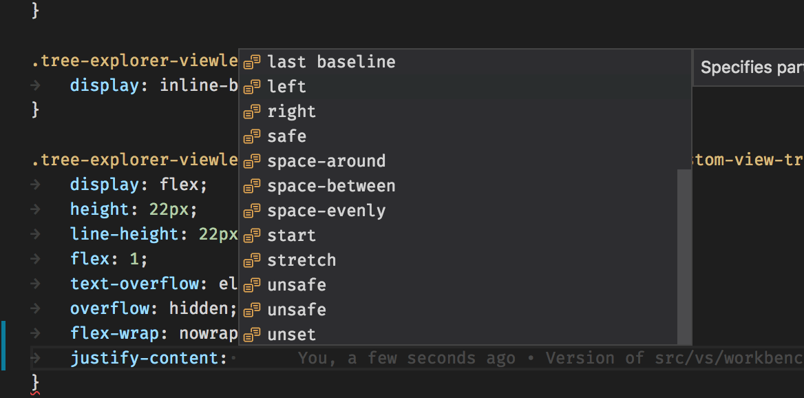 intellisense for justify-content shows duplicate "unsafe" values · Issue #46690 · microsoft ...