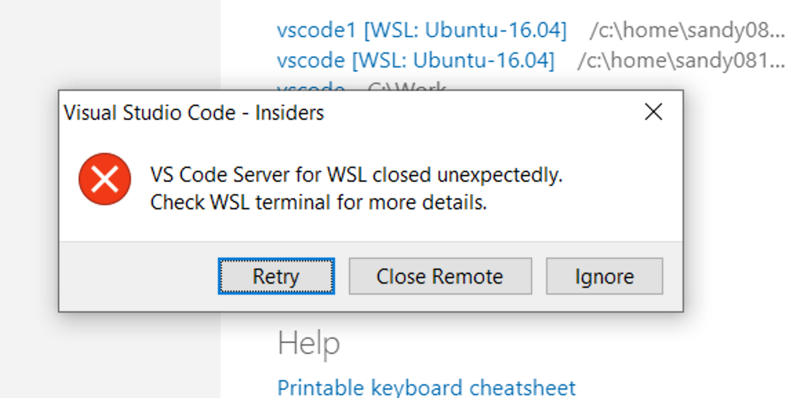Error Dialog While Opening A Wsl Folder From Cli With Invalid Remote Is Not Helpful · Issue