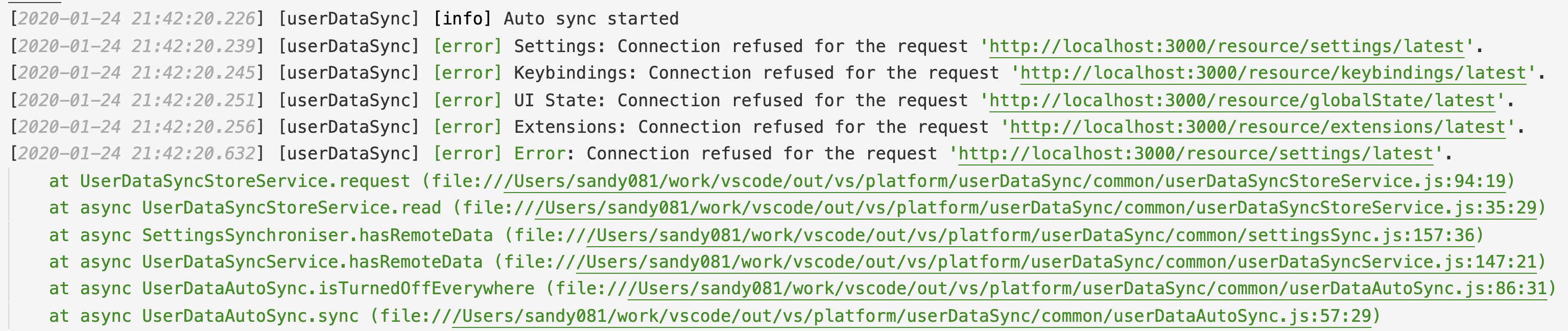 Log reason for request failure on Sync output channel · Issue #89187 ...