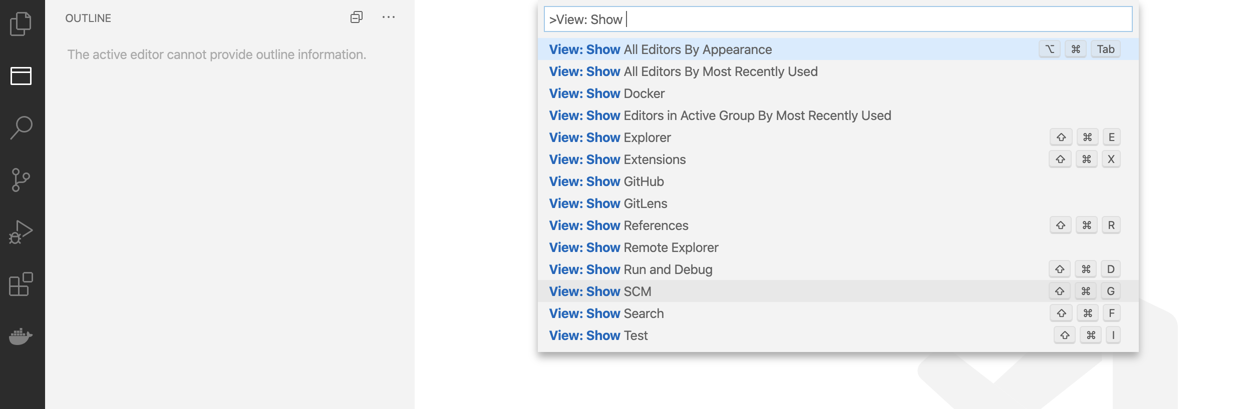 View: Show {View Container} commands are not available for generated containers · Issue #94143 ...