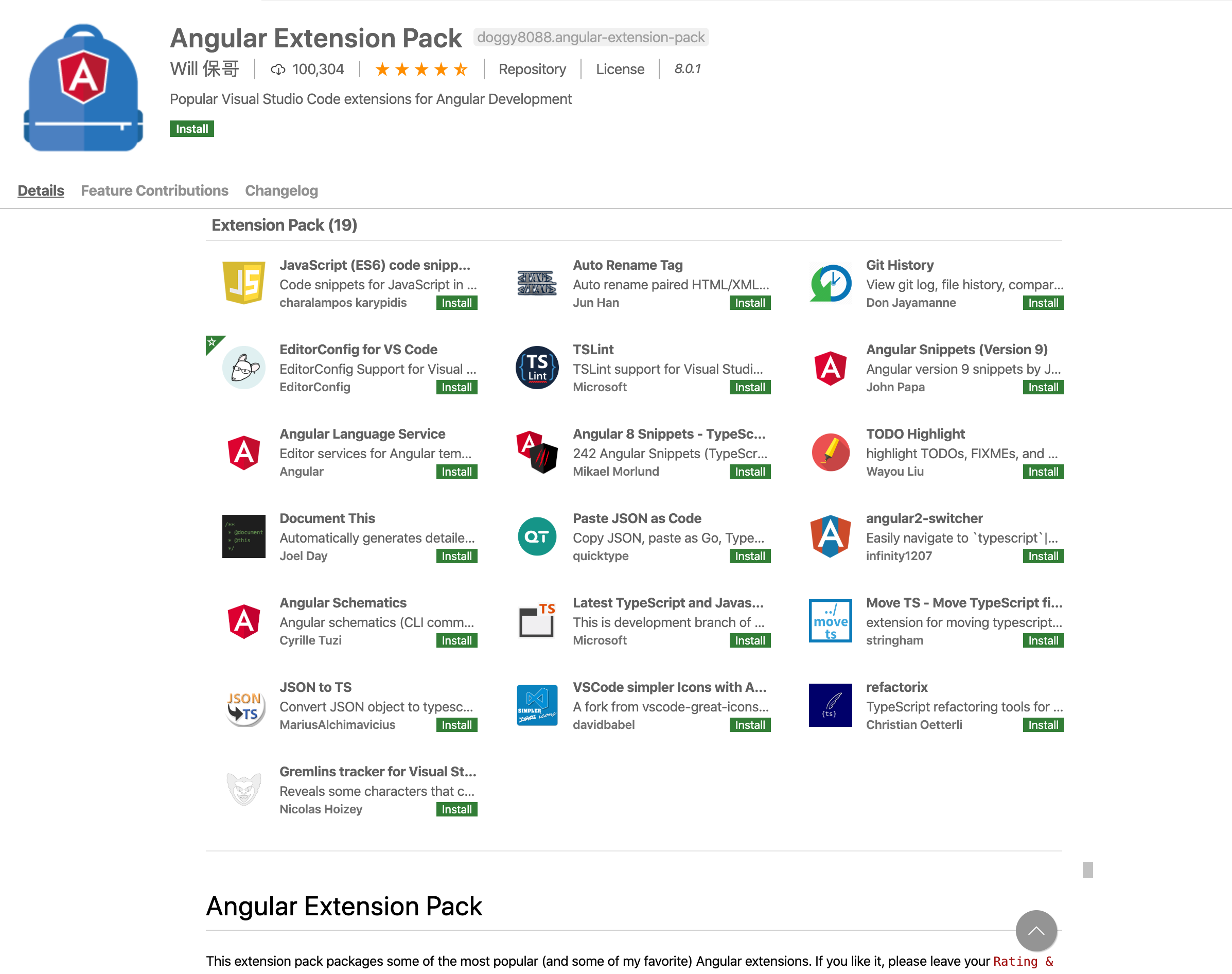 Make extensions section in extensions pack expandable/collapsible ...