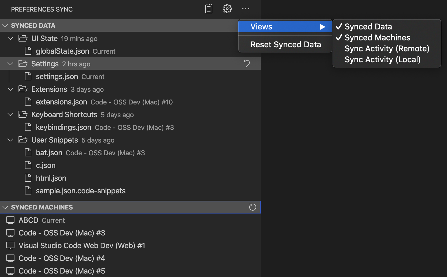 Synced data view is overwhelming · Issue #100347 · microsoft/vscode · GitHub