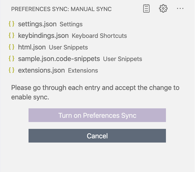 Settings sync: manual sync flow feedback · Issue #102581 · microsoft/vscode · GitHub