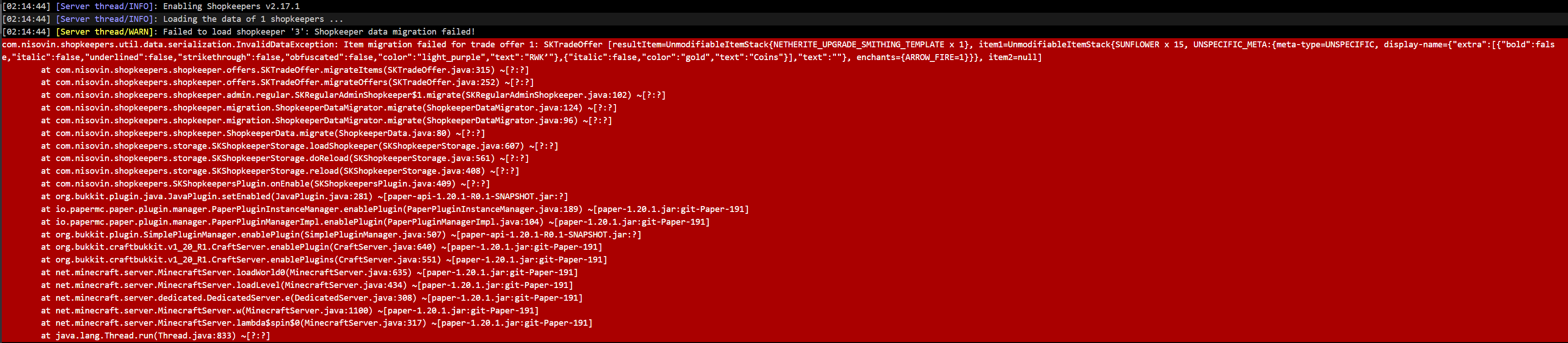Shopkeeper dosent work in paper 191 · Issue #842 · Shopkeepers/Shopkeepers · GitHub