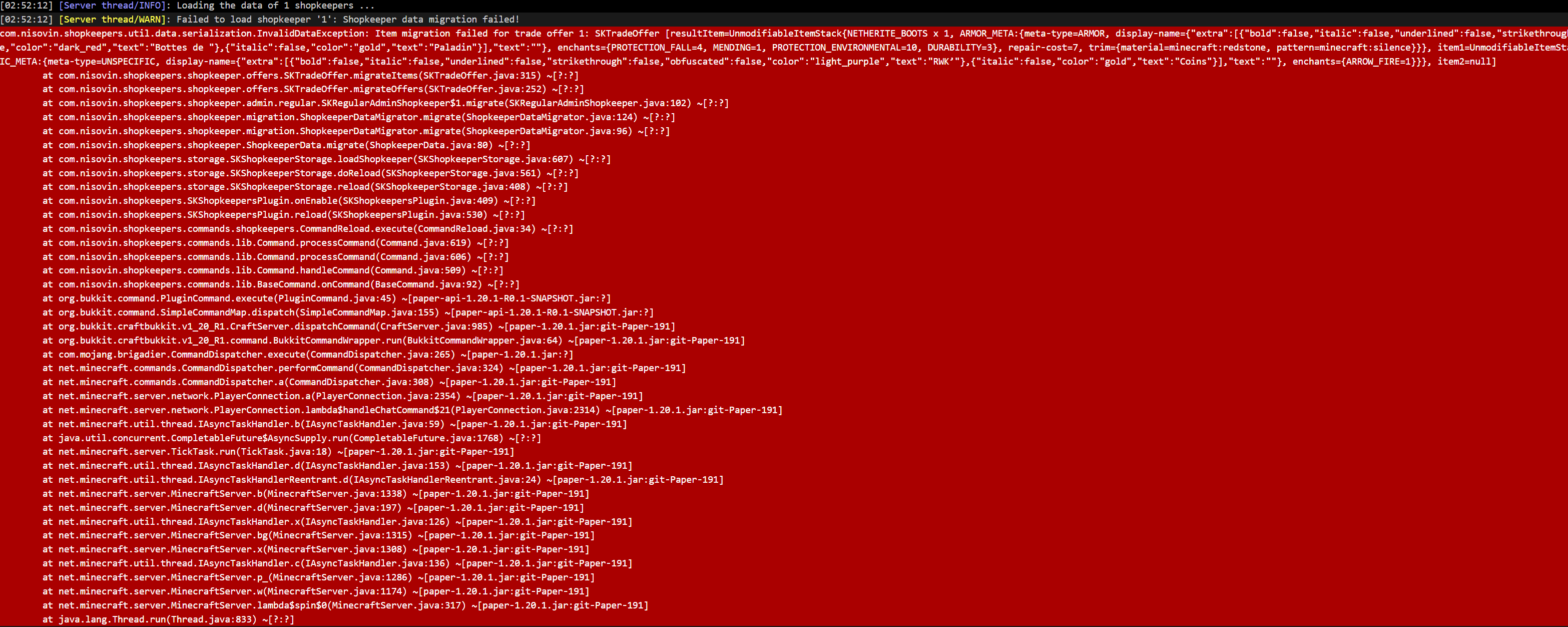 Shopkeeper dosent work in paper 191 · Issue #842 · Shopkeepers/Shopkeepers · GitHub