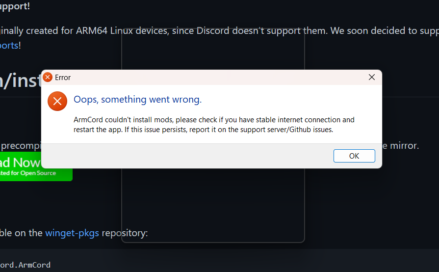 Armcord not being able to get mods · Issue #272 · Legcord/Legcord · GitHub