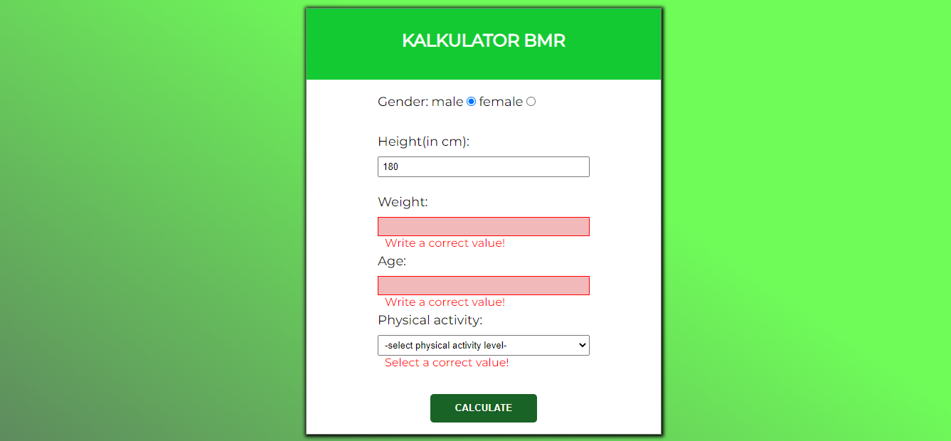 GitHub - PiotrKos1/BMR-calculator