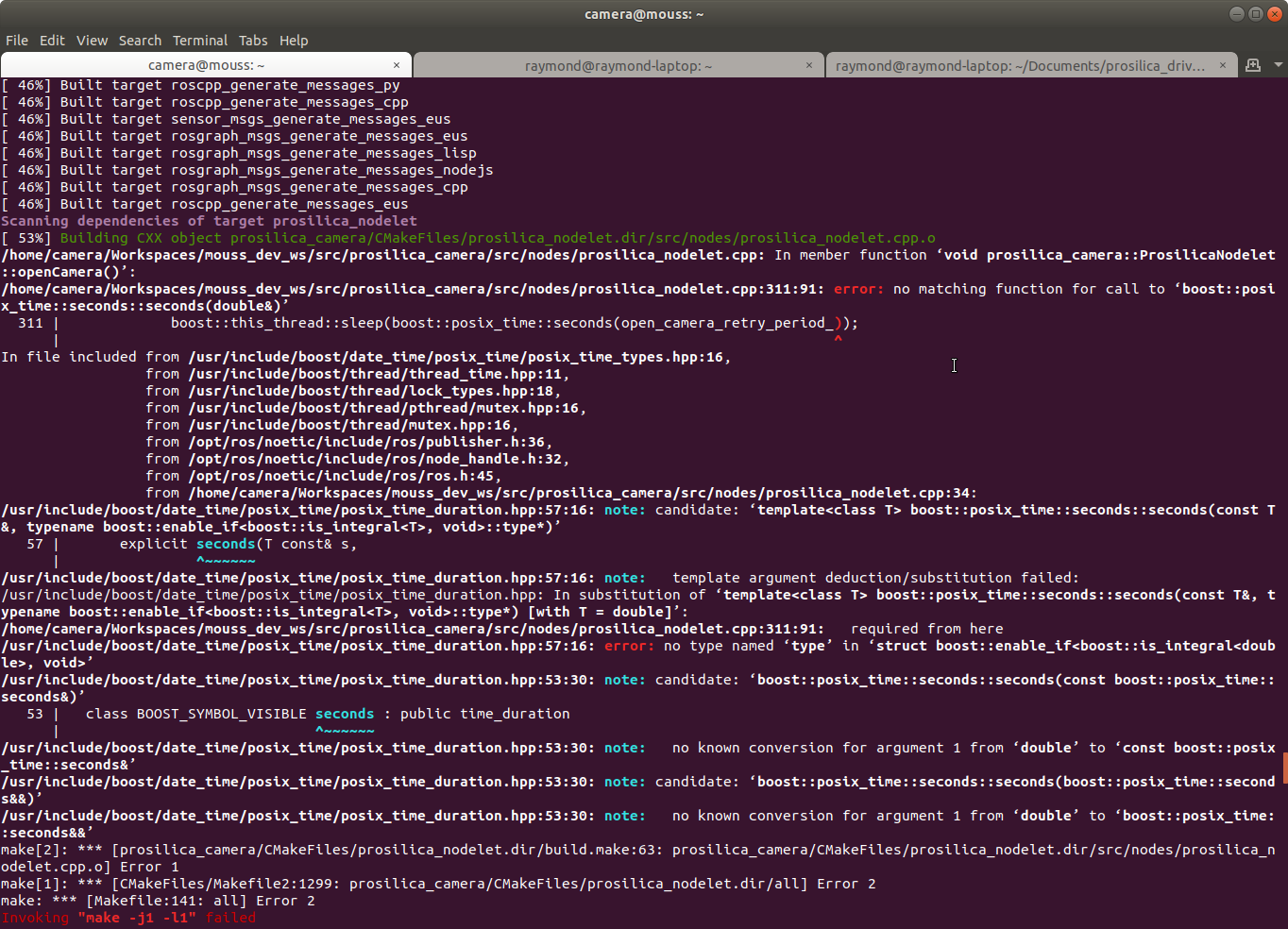  Noetic Dev Branch Package Does Not Compile Because Boost Version