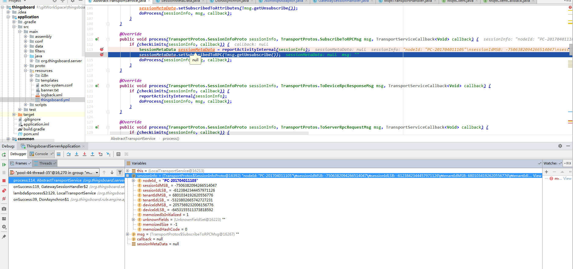 NullPointerException · Issue #1212 · thingsboard/thingsboard · GitHub
