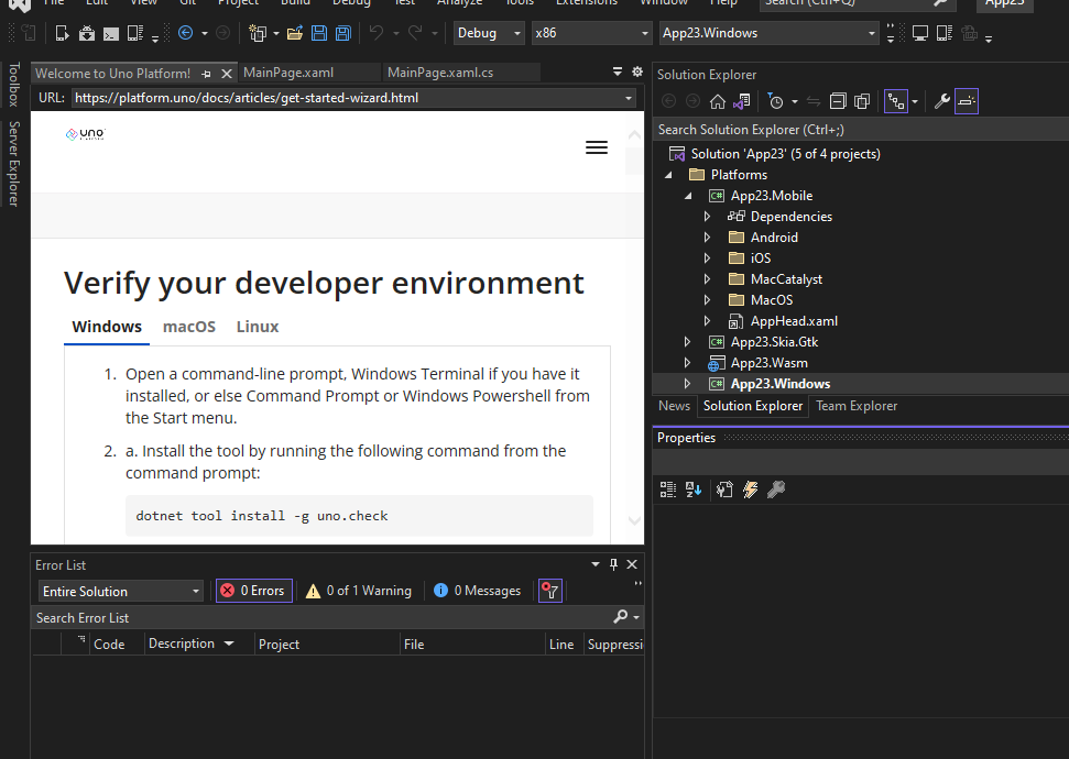 Improve the Get Started Wizard · Issue #10552 · unoplatform/uno · GitHub