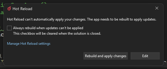 Phantom VS Hot Reload dialog · Issue #14276 · unoplatform/uno · GitHub