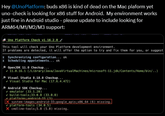 Adjust architecture checks on macOS · Issue #192 · unoplatform/uno.check · GitHub