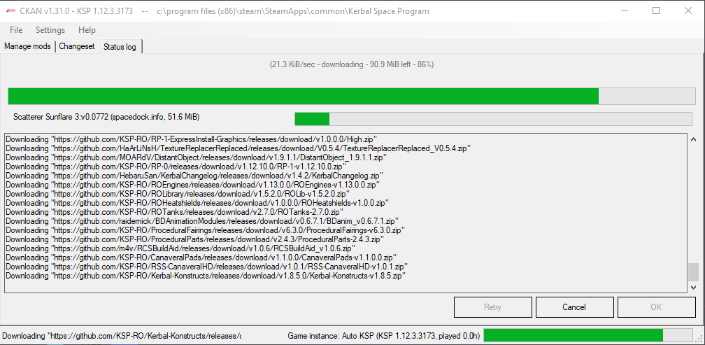 Stuck loading scatterer sunflare while downloading Rp-1 · Issue #3664 · KSP-CKAN/CKAN · GitHub