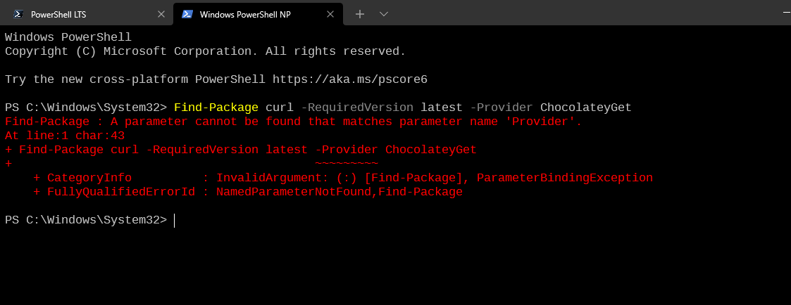 Find-Package : A parameter cannot be found that matches parameter name 'Provider'. · Issue #46 ...