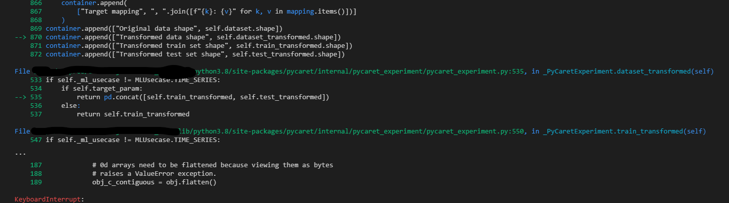 [BUG]: RC3: Setup getting stuck at preprocessing pipeline · Issue #2748 · pycaret/pycaret · GitHub