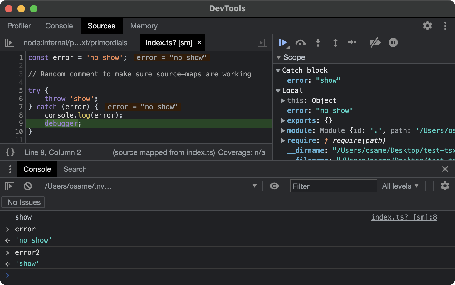 Missing --keep-names flag results in useless sourcemaps · Issue #98 · privatenumber/tsx · GitHub