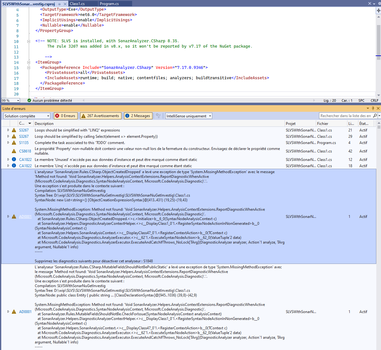 AD0001 when loading opening project with SonarAnalyzer NuGet reference · Issue #2926 ...
