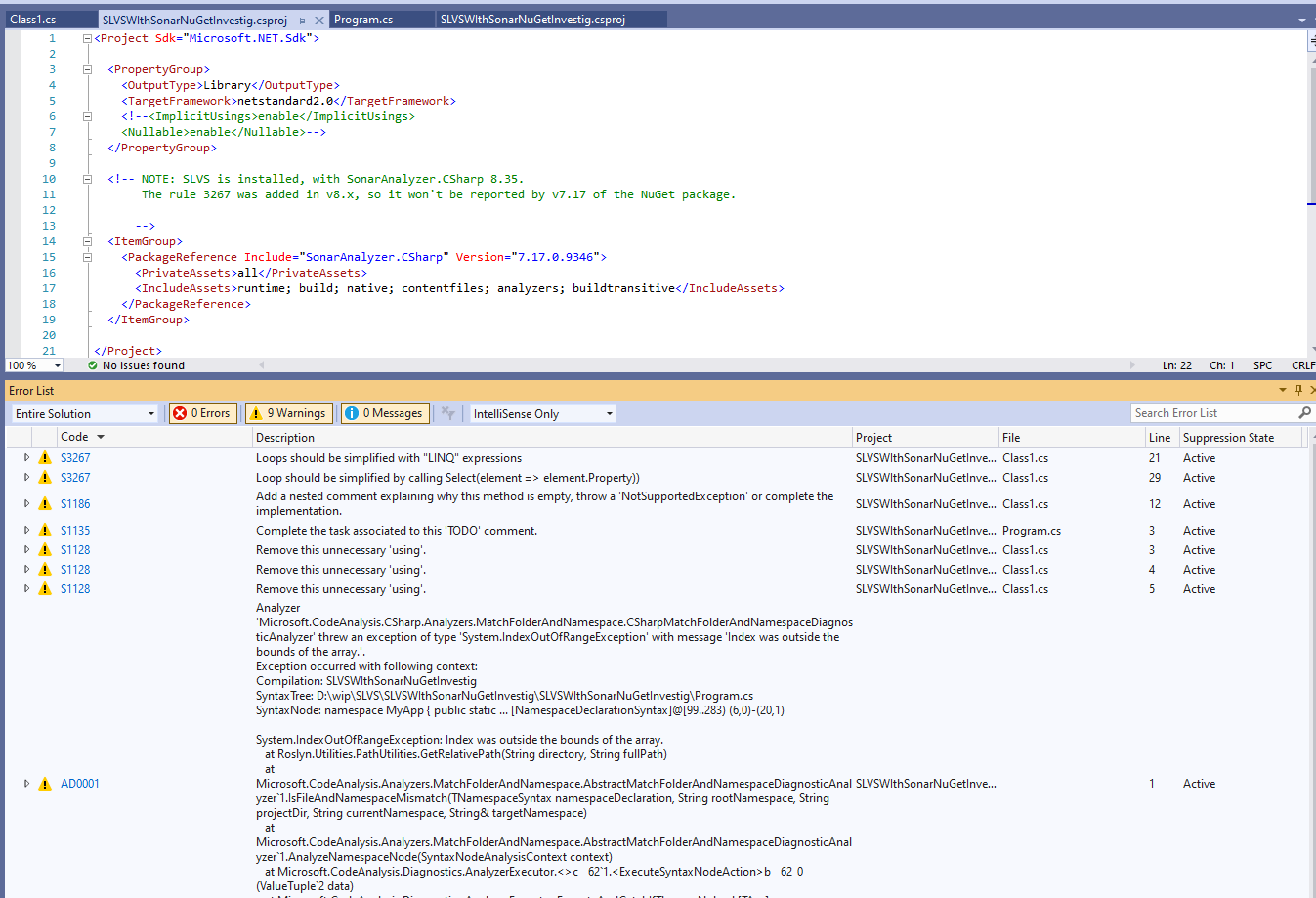 AD0001 when loading opening project with SonarAnalyzer NuGet reference · Issue #2926 ...