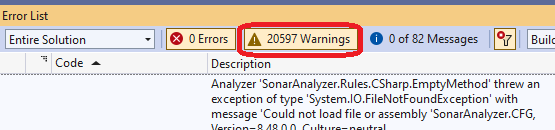 Sonar C# rules causing dozens of AD0001 in Visual Studio · Issue #3322 ...