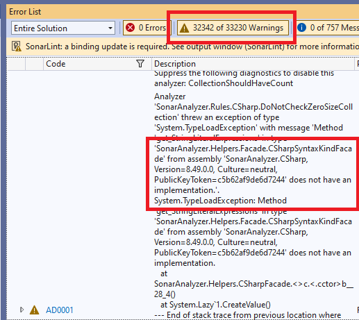 AD0001 errors from SonarAnalyzer.CSharp when opening SLVS solution · Issue #3476 · SonarSource ...