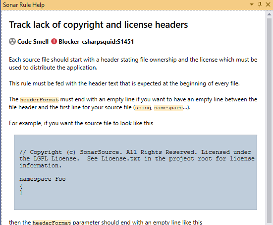 Display rule help in the IDE · Issue #3750 · SonarSource/sonarlint-visualstudio · GitHub