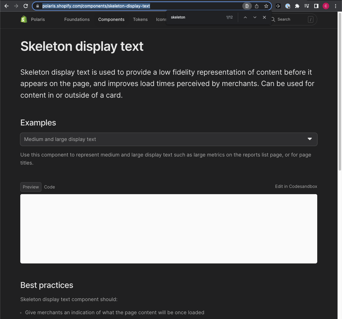 SkeletonDisplayText Preview Displaying Blank Box · Issue #6429 · Shopify/polaris · GitHub