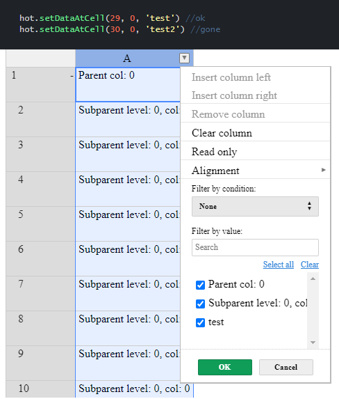 The list of values in Filter by value is incomplete if we use nestedRows · Issue #6858 ...