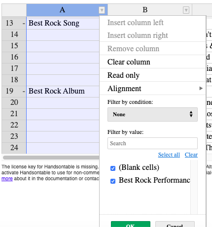 The list of values in Filter by value is incomplete if we use nestedRows · Issue #6858 ...