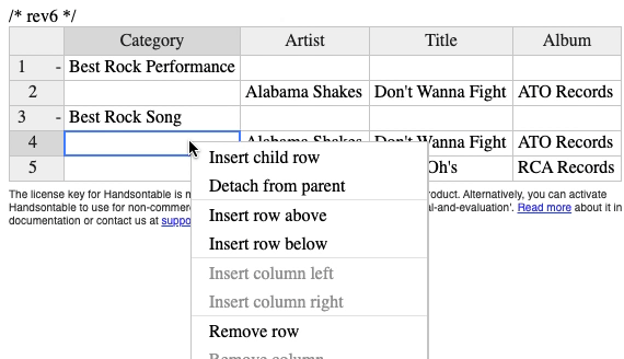 [1.16.0] Can't add row below or above by contextMenu when nestedRows is on · Issue #6324 ...
