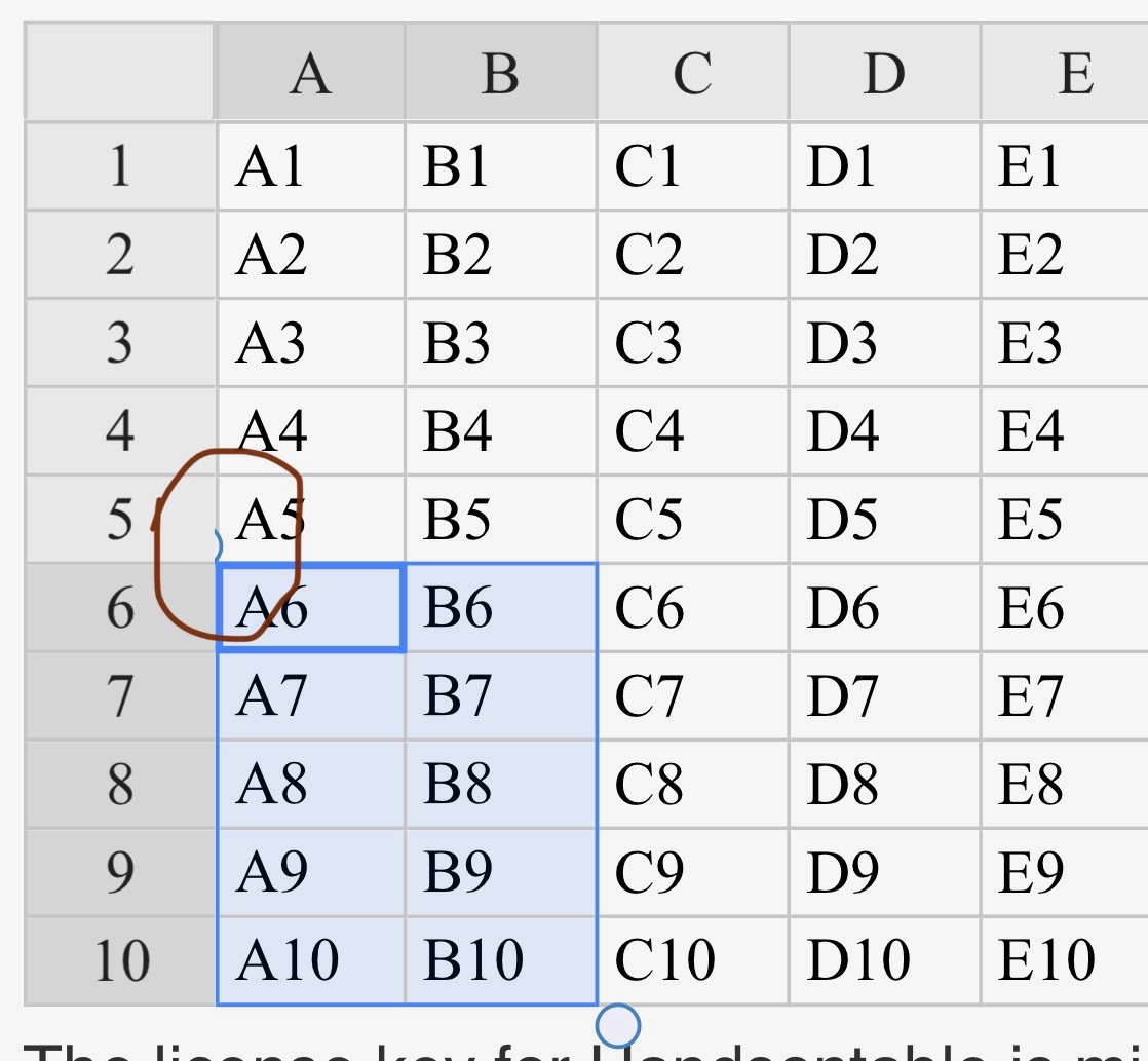 If we select more than one column and selection sticks to `rowHeaders` top-left autofill handle ...