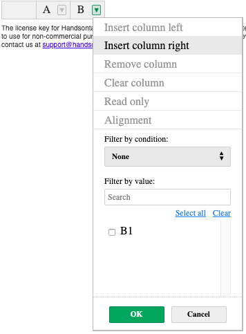 readOnly for column is erased (does not apply) if we use filters ...