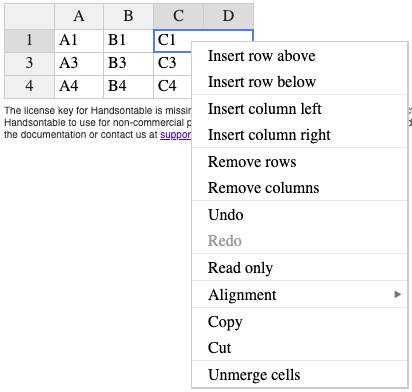 We are not able to unmerge cells if part of it is hidden · Issue #7095 · handsontable ...