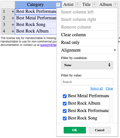 The list of values in Filter by value is incomplete if we use nestedRows · Issue #6858 ...