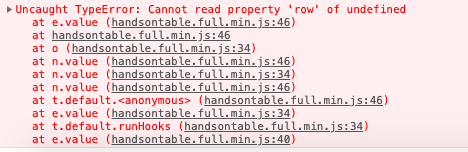 'Insert row above' while using nestedRows produces Uncaught error when we use it for a first ...