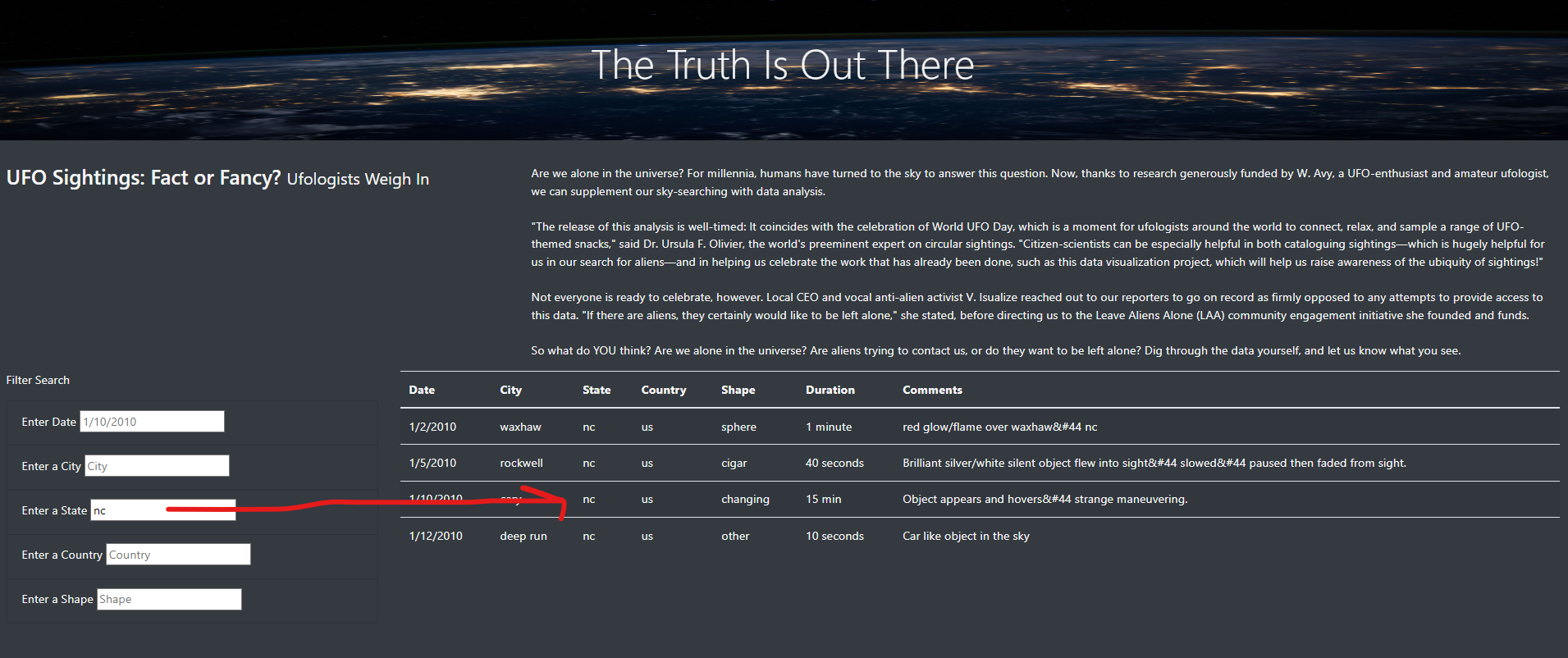 GitHub - mitchellfagert/UFOs