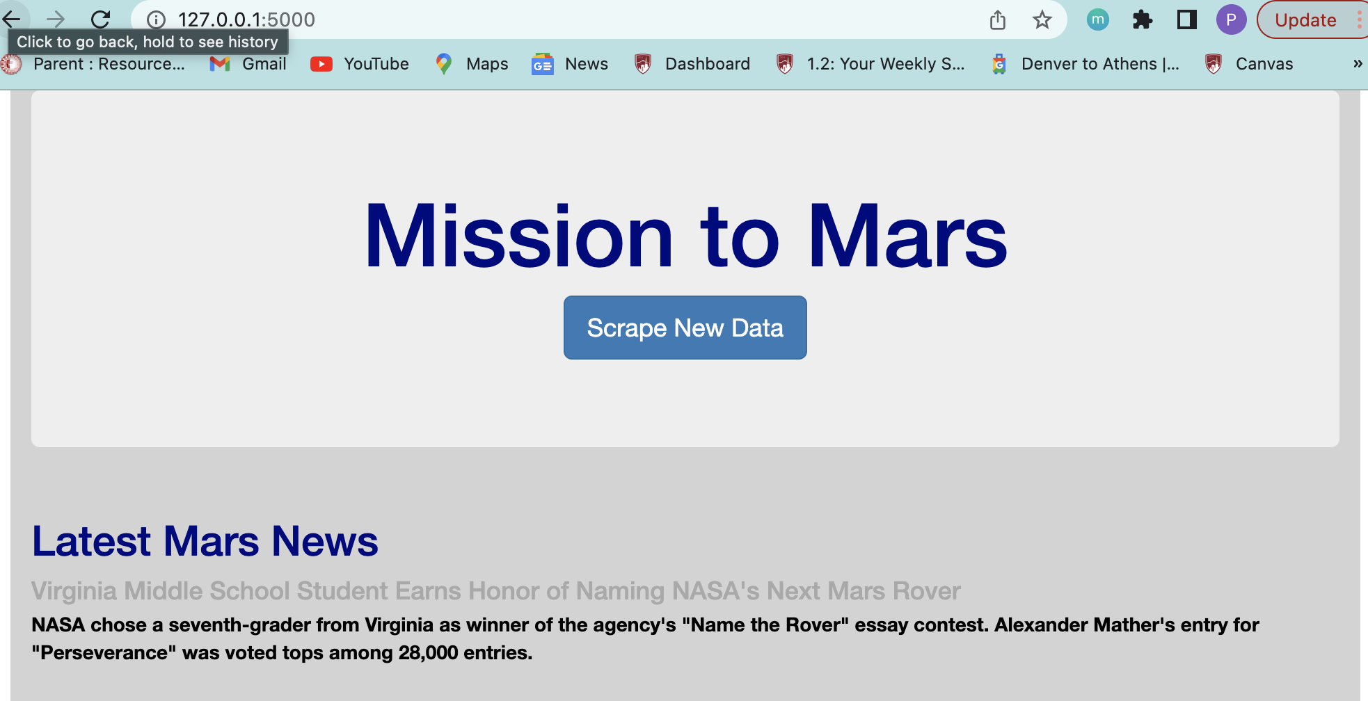 GitHub - puneetkaurda/Mission-to-Mars: Create a web app by scraping Mars images and facts and ...