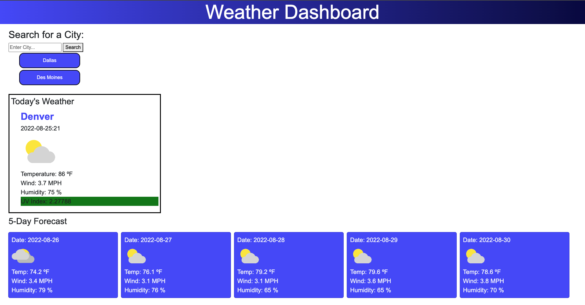GitHub - dylangriess/weather-dashboard