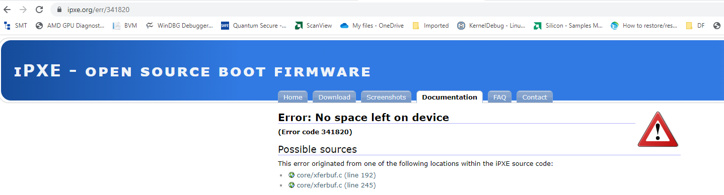 No space left on device (http://ipxe.org/3418208b) · Issue #661 · ipxe/ipxe · GitHub