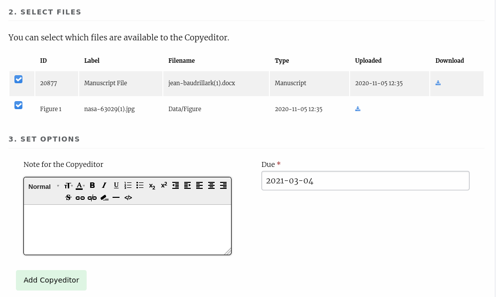 Copyeditor/author can't access all files presented by the editor · Issue #2078 · openlibhums ...