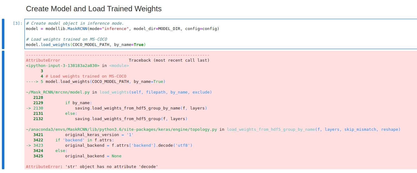 Create Model and Load Trained Weights error · Issue #2719 · matterport/Mask_RCNN · GitHub