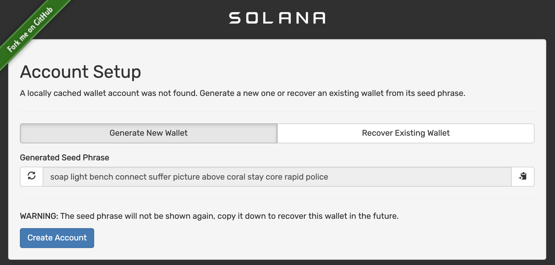Use mnemonic seed phrase to generate and recover wallets by jstarry ...