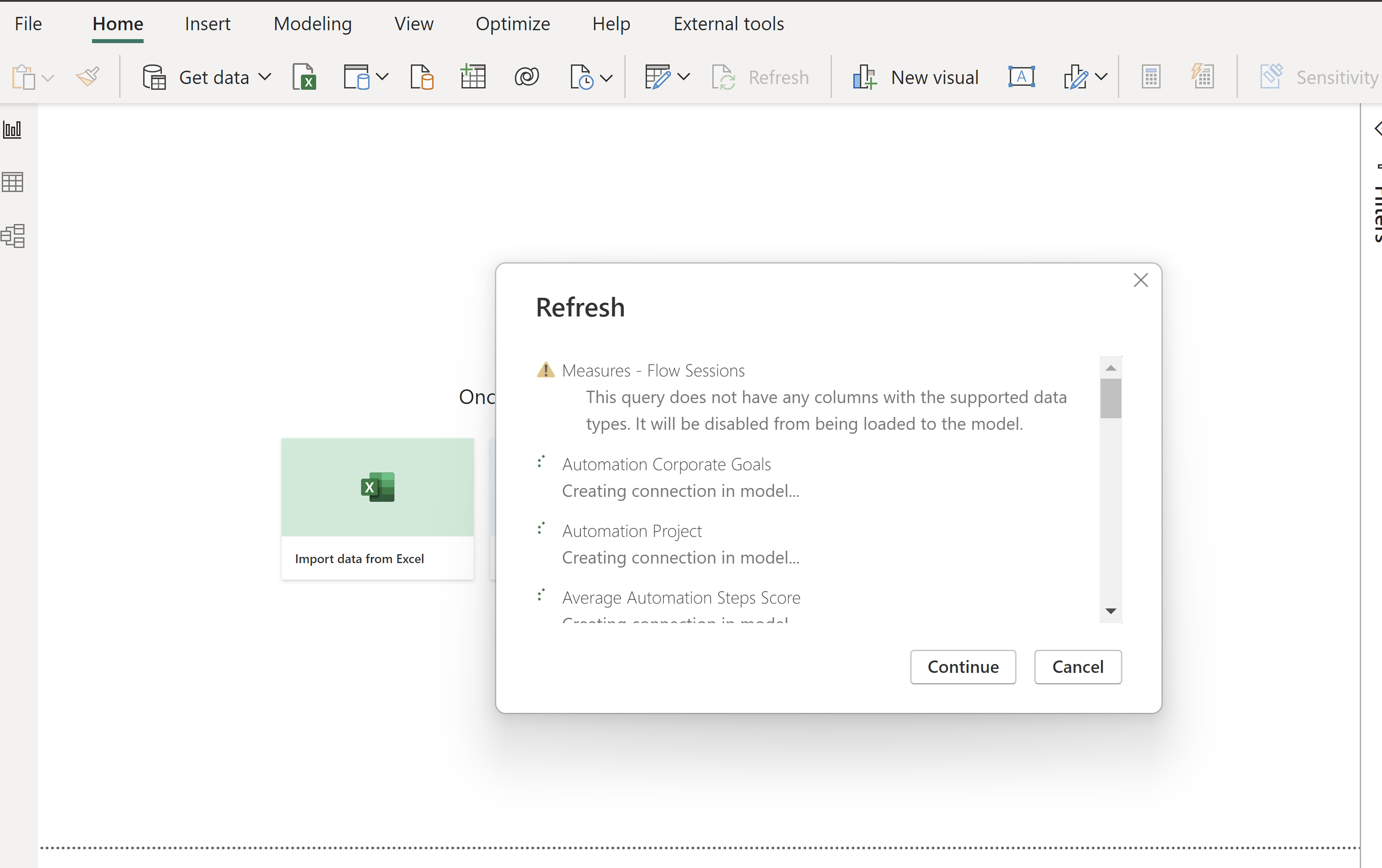Automation Bug Power Bi Dashboard Is Not Loading Properly This Query Does Not Have Any