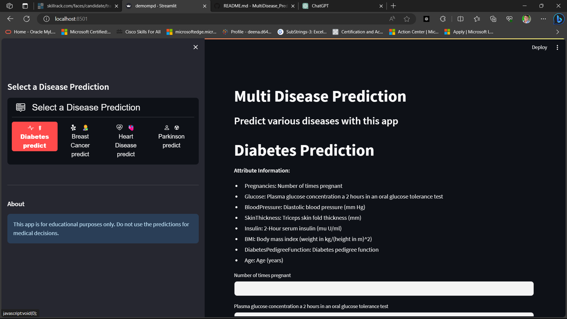 GitHub - deena-d/MultiDisease_Predict