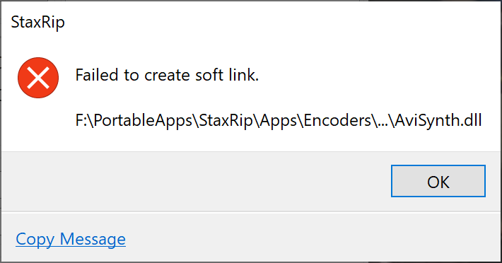 2.1.3.7 Failed to create soft link · Issue #254 · staxrip/staxrip · GitHub