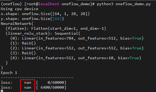 Oneflow arm64训练loss值为nan · Issue #9739 · Oneflow-Inc/oneflow · GitHub