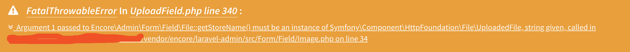 FatalThrowableError In UploadField.php line 340 · Issue #4384 · z-song/laravel-admin · GitHub