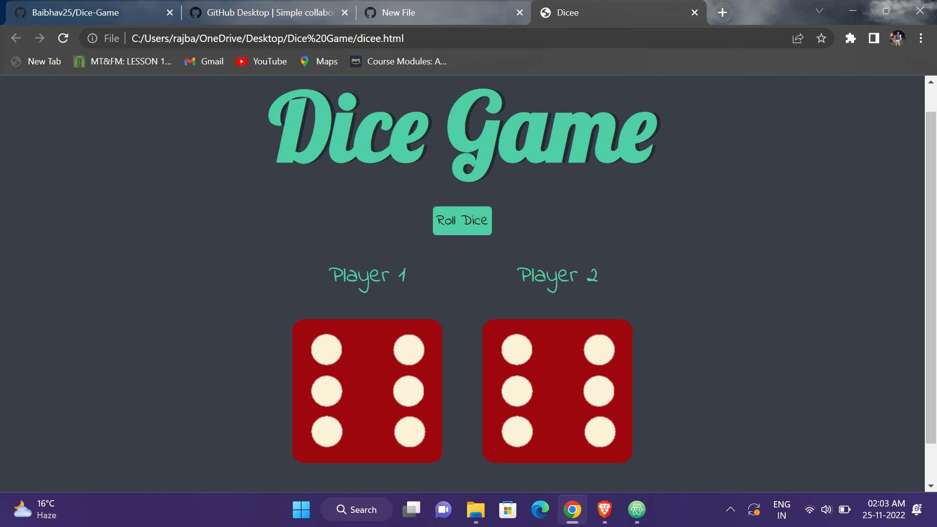 Github Baibhav25dice Game