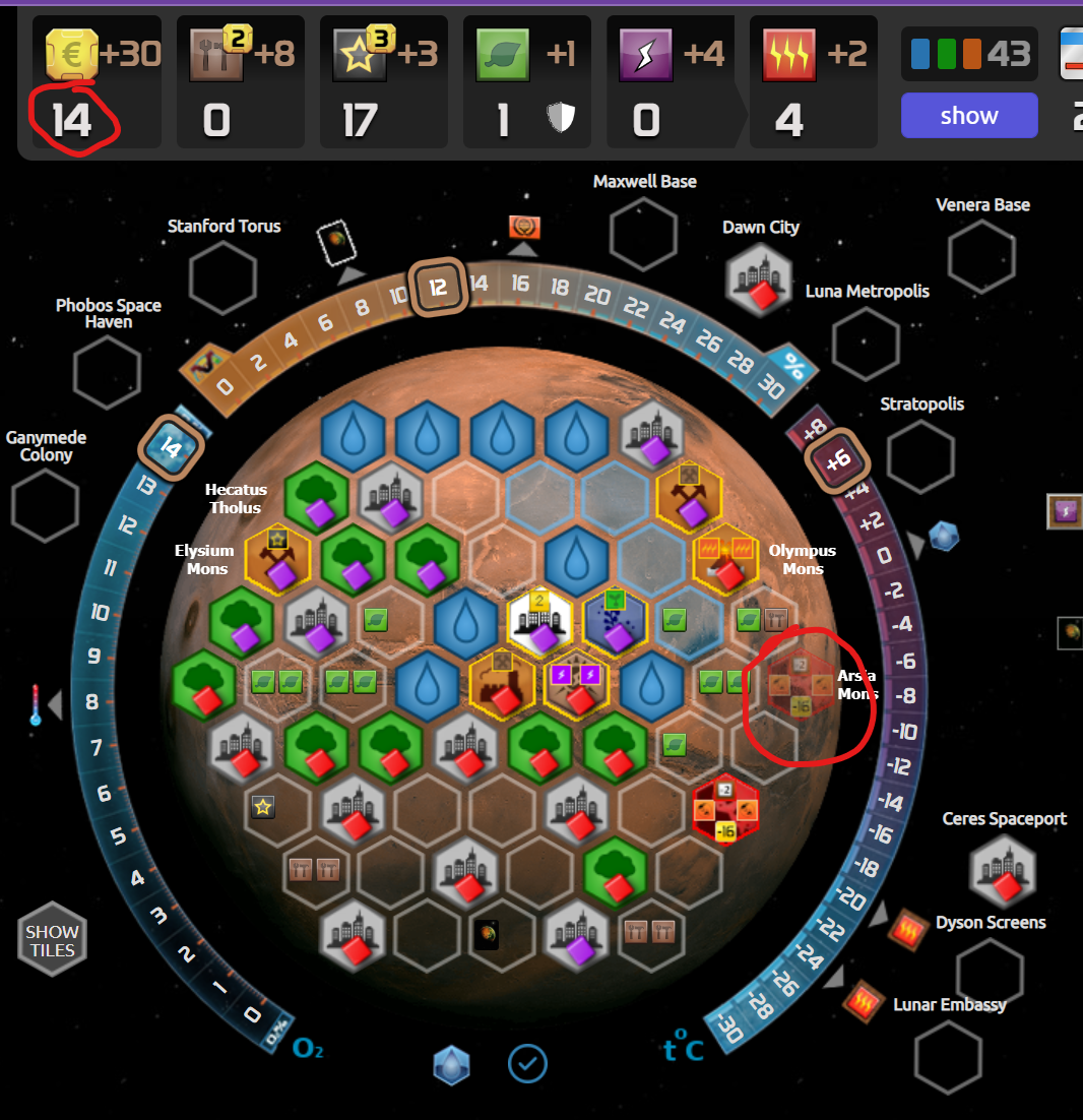 Playing Volcano/Mons card allowed when only allowable space is occupied by Erosion that player ...